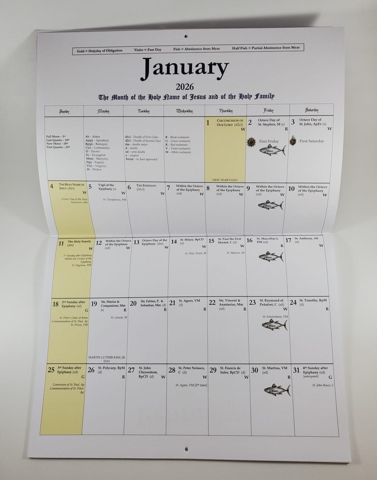 14-month Traditional Catholic Calendar - Roman Catholic Media